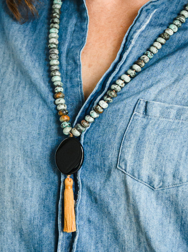 African Turquoise Gemstone Mala - Radiant Malas