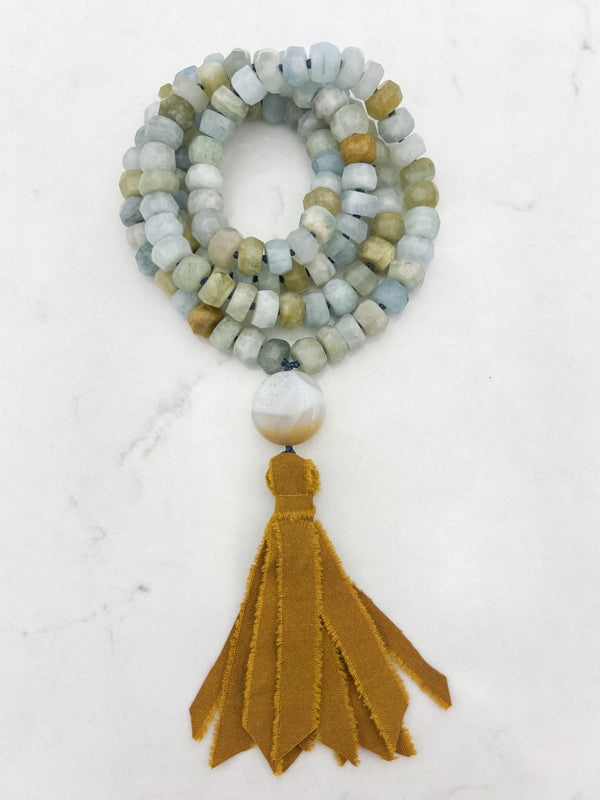 Aquamarine Mala Necklace | Handmade in Boulder, CO - Radiant Malas
